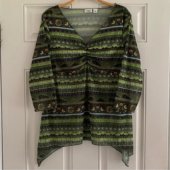 Vintage | Tops | Vintage Y2k Cato Fairy Mesh Sheer Top Floral Daisy ...